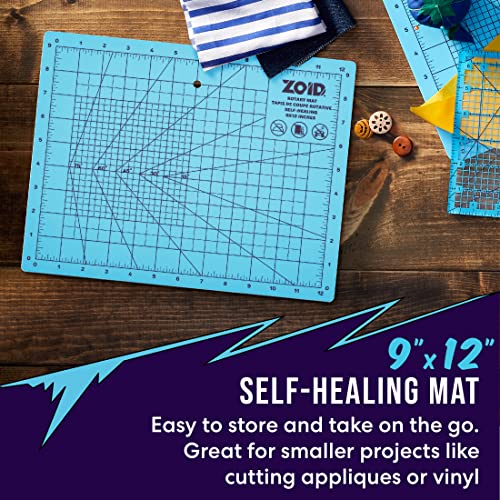 Zoid 9" x 12" Self-Healing Cutting Mat, PVC Grid Mat, Crafting and Sewing Mat for Multiple Projects, Arts and Crafts, Silhouette Cutting, Cyan/Purple BP