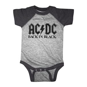 ACDC Back in Black Vintage Smoke Baseball Infant Baby Creeper Snapsuit Romper