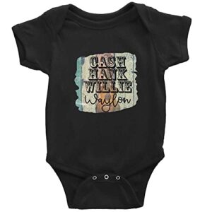 yeavomeny cash hank willie waylon country music toddler rompers short sleeve onesie d-black