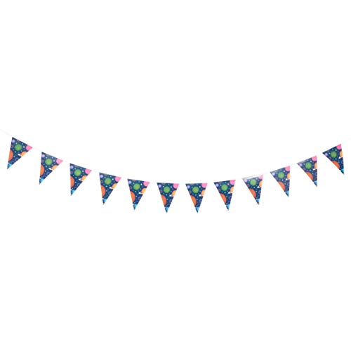 Outer Space Universe Theme Double-Sided Triangle Party Banners for Kids (11 ft, 3 Pack)