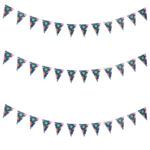 Outer Space Universe Theme Double-Sided Triangle Party Banners for Kids (11 ft, 3 Pack)