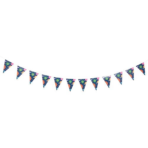 Outer Space Universe Theme Double-Sided Triangle Party Banners for Kids (11 ft, 3 Pack)