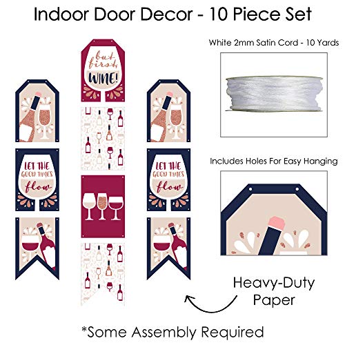 Big Dot of Happiness But First, Wine - Hanging Vertical Paper Door Banners - Wine Tasting Party Wall Decoration Kit - Indoor Door Decor