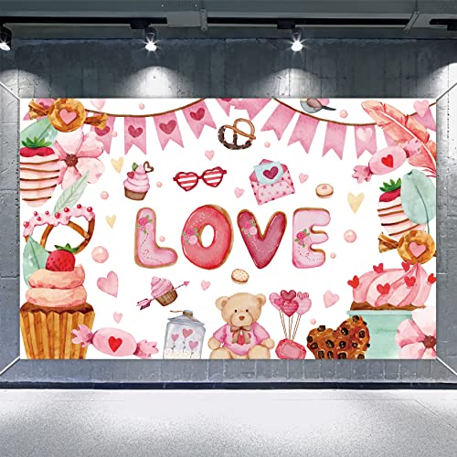 Large Happy Valentines Day Backdrop for Photography, Love Backdrop Decor Background Valentine's Day Banner Party Decorations