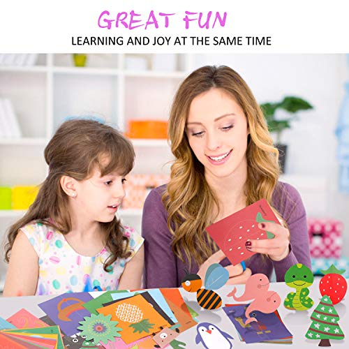 Fun Paper-Cut Set,Origami Paper Art; Scissor Skills Activity Cutting Book; Kids Scissors Crafts Kits Preschool-120 Pages with A Pair of Child-Safe Scissors Beginners Trainning and School Learning