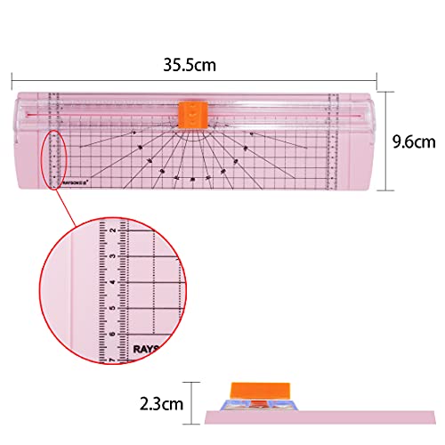 Rayson RC4000P-US Paper Cutter Trimmer, A4 Size (12 inch) Paper Cutter for Coupon, Craft Paper and Photos (Light Pink)