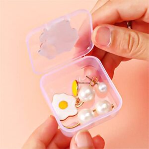 kuosbiu 12 Pieces Plastic Storage Cases Mini Clear Bead Storage Containers Transparent Boxes with Hinged Lid and Rectangle Clear Craft Supply Case