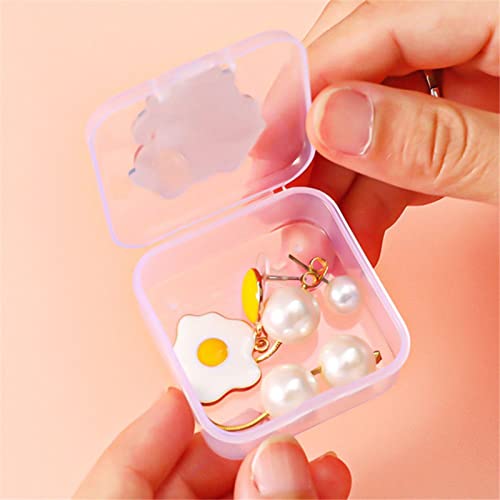 kuosbiu 12 Pieces Plastic Storage Cases Mini Clear Bead Storage Containers Transparent Boxes with Hinged Lid and Rectangle Clear Craft Supply Case