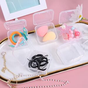 kuosbiu 12 Pieces Plastic Storage Cases Mini Clear Bead Storage Containers Transparent Boxes with Hinged Lid and Rectangle Clear Craft Supply Case