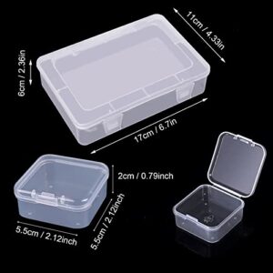 kuosbiu 12 Pieces Plastic Storage Cases Mini Clear Bead Storage Containers Transparent Boxes with Hinged Lid and Rectangle Clear Craft Supply Case