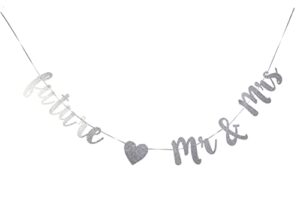 starsgarden silver glitter future mr&mrs banner hanging garland -perfect decoration for bridal shower, engagement, bachelorette, wedding party, 2.5m (sg-22n447)