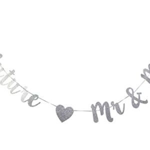 StarsGarden Silver Glitter Future Mr&Mrs Banner Hanging Garland -Perfect Decoration for Bridal Shower, Engagement, Bachelorette, Wedding Party, 2.5m (SG-22N447)