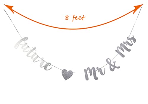 StarsGarden Silver Glitter Future Mr&Mrs Banner Hanging Garland -Perfect Decoration for Bridal Shower, Engagement, Bachelorette, Wedding Party, 2.5m (SG-22N447)