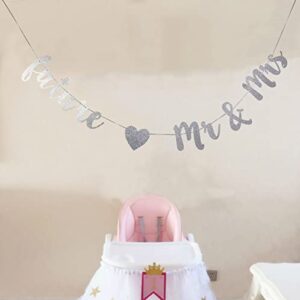 StarsGarden Silver Glitter Future Mr&Mrs Banner Hanging Garland -Perfect Decoration for Bridal Shower, Engagement, Bachelorette, Wedding Party, 2.5m (SG-22N447)