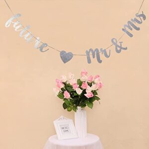 StarsGarden Silver Glitter Future Mr&Mrs Banner Hanging Garland -Perfect Decoration for Bridal Shower, Engagement, Bachelorette, Wedding Party, 2.5m (SG-22N447)