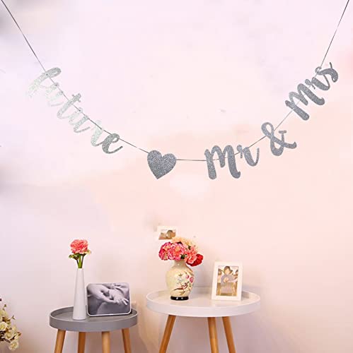 StarsGarden Silver Glitter Future Mr&Mrs Banner Hanging Garland -Perfect Decoration for Bridal Shower, Engagement, Bachelorette, Wedding Party, 2.5m (SG-22N447)