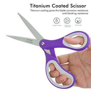 LIVINGO Scissors All Purpose, Student School Scissors, Sharp Titanium Coated Stainless Steel Shears for High Middle School Teacher Crafting, Office Home Sewing Cutting Fabric, 8 inch 3 Pack