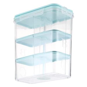 BTSKY 3 Layer Portable Storage Container Box with 6 Removable Grids Multipurpose Plastic Stack & Carry Box,Craft Storage Organizer for Art Supplies, Stationary Supplies Jewelry, Tool Clear Blue