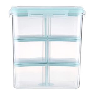 BTSKY 3 Layer Portable Storage Container Box with 6 Removable Grids Multipurpose Plastic Stack & Carry Box,Craft Storage Organizer for Art Supplies, Stationary Supplies Jewelry, Tool Clear Blue