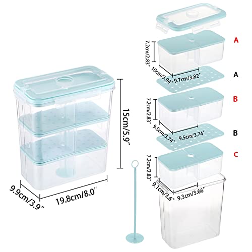 BTSKY 3 Layer Portable Storage Container Box with 6 Removable Grids Multipurpose Plastic Stack & Carry Box,Craft Storage Organizer for Art Supplies, Stationary Supplies Jewelry, Tool Clear Blue