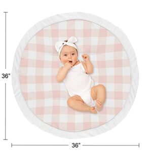 Sweet Jojo Designs Pink Buffalo Plaid Check  Girl Baby Playmat Tummy Time Infant Play Mat - Blush and White Shabby Chic Woodland Rustic Country Farmhouse