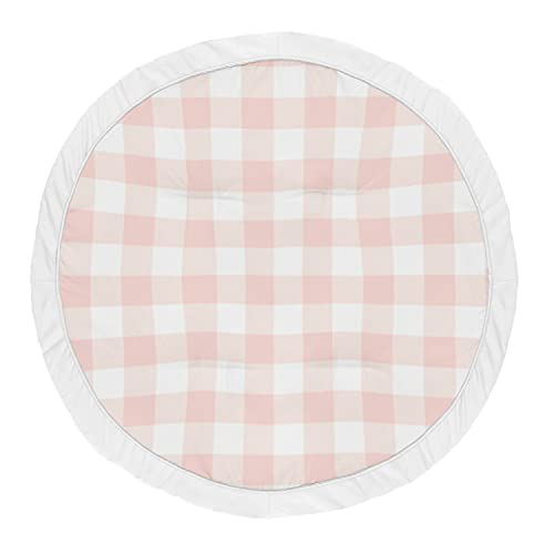 Sweet Jojo Designs Pink Buffalo Plaid Check  Girl Baby Playmat Tummy Time Infant Play Mat - Blush and White Shabby Chic Woodland Rustic Country Farmhouse