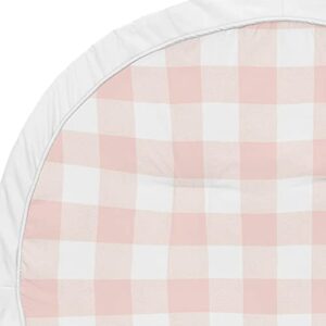 Sweet Jojo Designs Pink Buffalo Plaid Check  Girl Baby Playmat Tummy Time Infant Play Mat - Blush and White Shabby Chic Woodland Rustic Country Farmhouse