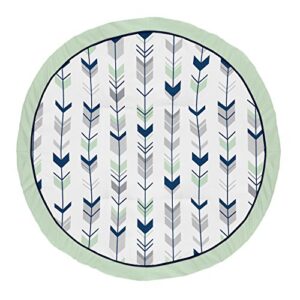 sweet jojo designs navy blue, mint and grey woodland arrow playmat tummy time baby and infant play mat for woodsy collection