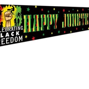 CHXSM 9.8 x 1.6 ft Happy Juneteenth Yard Sign Banner Africa American Independence Day Decoration Banner June 19th Independence Day Sign Banner African Afro American Festival Celebration Decoration