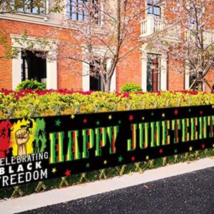 CHXSM 9.8 x 1.6 ft Happy Juneteenth Yard Sign Banner Africa American Independence Day Decoration Banner June 19th Independence Day Sign Banner African Afro American Festival Celebration Decoration