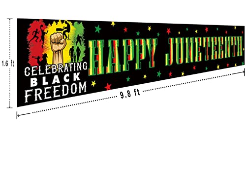 CHXSM 9.8 x 1.6 ft Happy Juneteenth Yard Sign Banner Africa American Independence Day Decoration Banner June 19th Independence Day Sign Banner African Afro American Festival Celebration Decoration