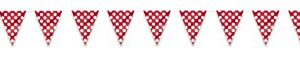 Unique Industries Party Decoration Polka Dots Pennant Flag Banner-12 Ft | Ruby Red | 1 Pc