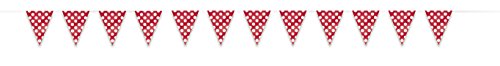 Unique Industries Party Decoration Polka Dots Pennant Flag Banner-12 Ft | Ruby Red | 1 Pc