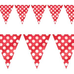 Unique Industries Party Decoration Polka Dots Pennant Flag Banner-12 Ft | Ruby Red | 1 Pc