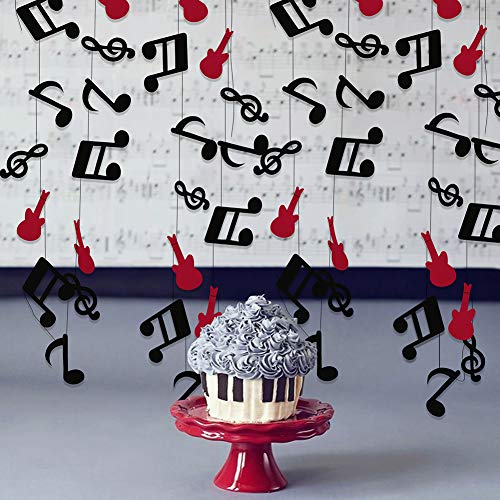 Rock and Roll Party Decorations Rock N Roll Theme Party Supplies Red Black Music Note Garland Music Note Streamer Rock Star Music Party Decoration Music Birthday Decorations 2 Piece by HappyField