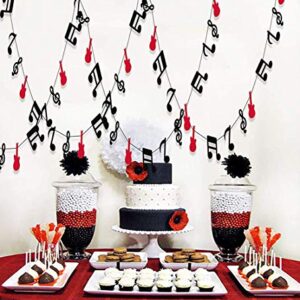 Rock and Roll Party Decorations Rock N Roll Theme Party Supplies Red Black Music Note Garland Music Note Streamer Rock Star Music Party Decoration Music Birthday Decorations 2 Piece by HappyField