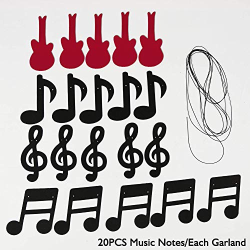 Rock and Roll Party Decorations Rock N Roll Theme Party Supplies Red Black Music Note Garland Music Note Streamer Rock Star Music Party Decoration Music Birthday Decorations 2 Piece by HappyField