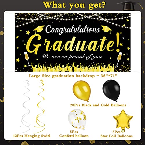 KMUYSL 2022 Graduation Party Decorations, Graduation Balloon Boxes & 2022 Graduation Banners Set with Grad Balloons, Grad Hanging Spiral, Graduation Decorations Supplies for Indoor Outdoor Decor