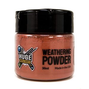 huge miniatures weathering powder, red rust pigment for model terrain scenery and vehicles by huge minis – 30ml flip-top container