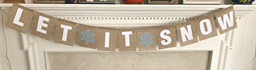 Let It Snow Christmas Banner - Ready to Hang Holiday Decor - Festive Burlap Seasonal Winter Decoration - Frozen Theme Party Decorations - Rustic Snowflake Bunting Garland by Jolly Jon