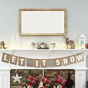 Let It Snow Christmas Banner - Ready to Hang Holiday Decor - Festive Burlap Seasonal Winter Decoration - Frozen Theme Party Decorations - Rustic Snowflake Bunting Garland by Jolly Jon