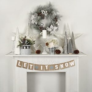 Let It Snow Christmas Banner - Ready to Hang Holiday Decor - Festive Burlap Seasonal Winter Decoration - Frozen Theme Party Decorations - Rustic Snowflake Bunting Garland by Jolly Jon