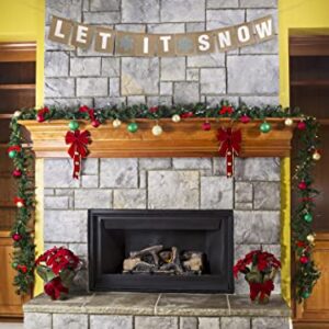 Let It Snow Christmas Banner - Ready to Hang Holiday Decor - Festive Burlap Seasonal Winter Decoration - Frozen Theme Party Decorations - Rustic Snowflake Bunting Garland by Jolly Jon