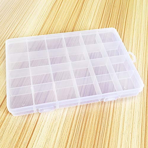 Portable Organizer 24-Fixed Compartments Clear Plastic Jewelry Box Organizer Storage Container