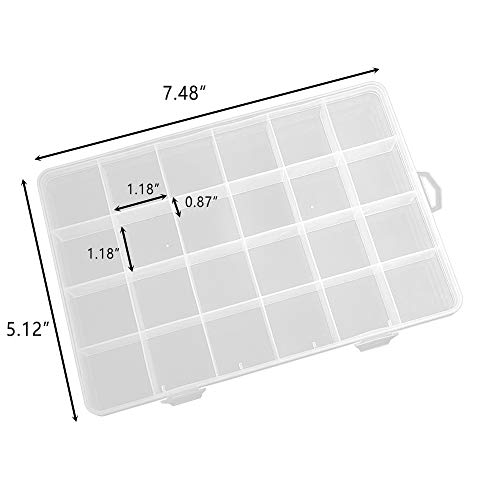 Portable Organizer 24-Fixed Compartments Clear Plastic Jewelry Box Organizer Storage Container