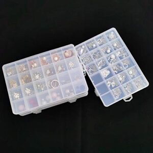 Portable Organizer 24-Fixed Compartments Clear Plastic Jewelry Box Organizer Storage Container