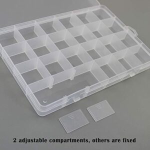 Portable Organizer 24-Fixed Compartments Clear Plastic Jewelry Box Organizer Storage Container