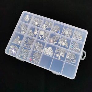 Portable Organizer 24-Fixed Compartments Clear Plastic Jewelry Box Organizer Storage Container