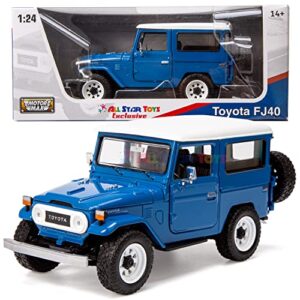 all star toys exclusive toyota land cruiser fj40 royal blue with custom off-road wheels 1/24 diecast model by motormax 79323 fj cruiser j40