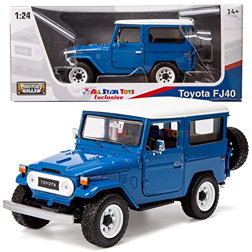 All Star Toys Exclusive Toyota Land Cruiser FJ40 Royal Blue with Custom Off-Road Wheels 1/24 Diecast Model by Motormax 79323 FJ Cruiser J40